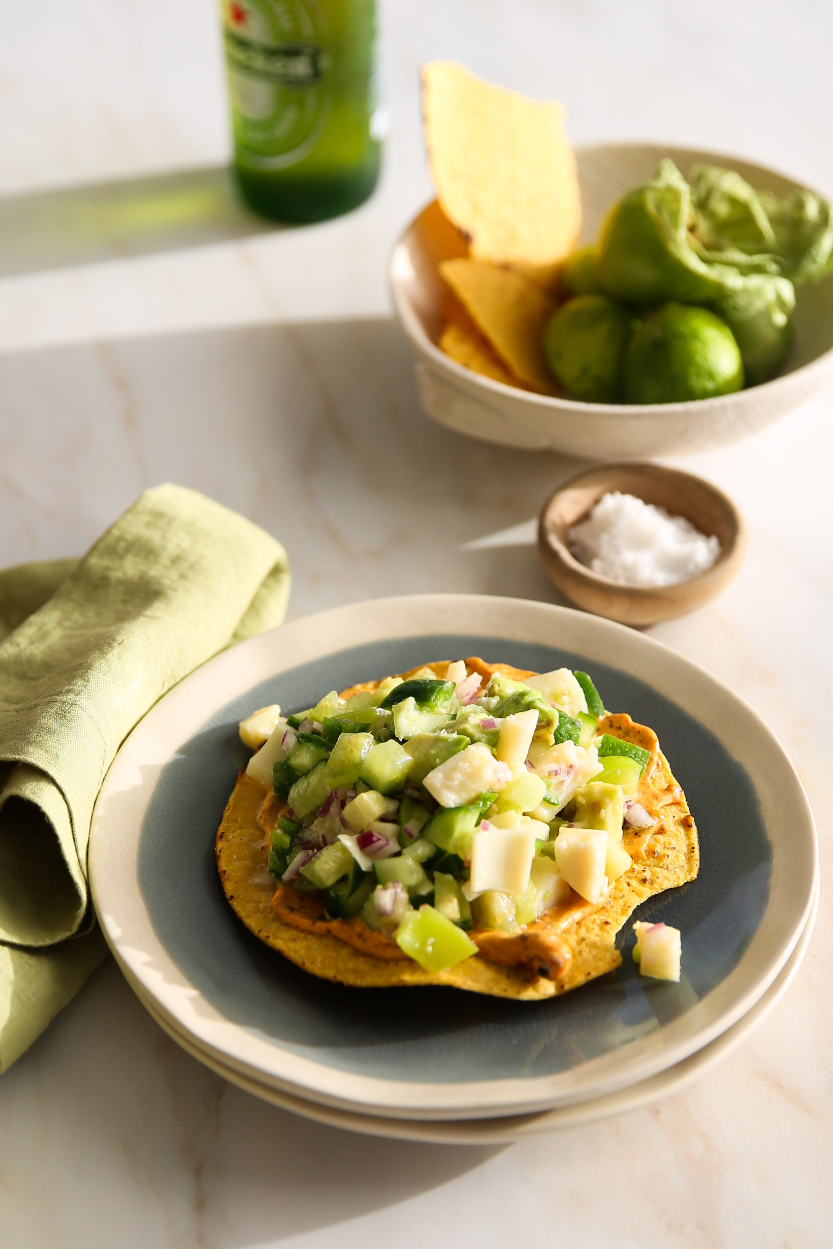 Tostadas de Ceviche verde de palmito
